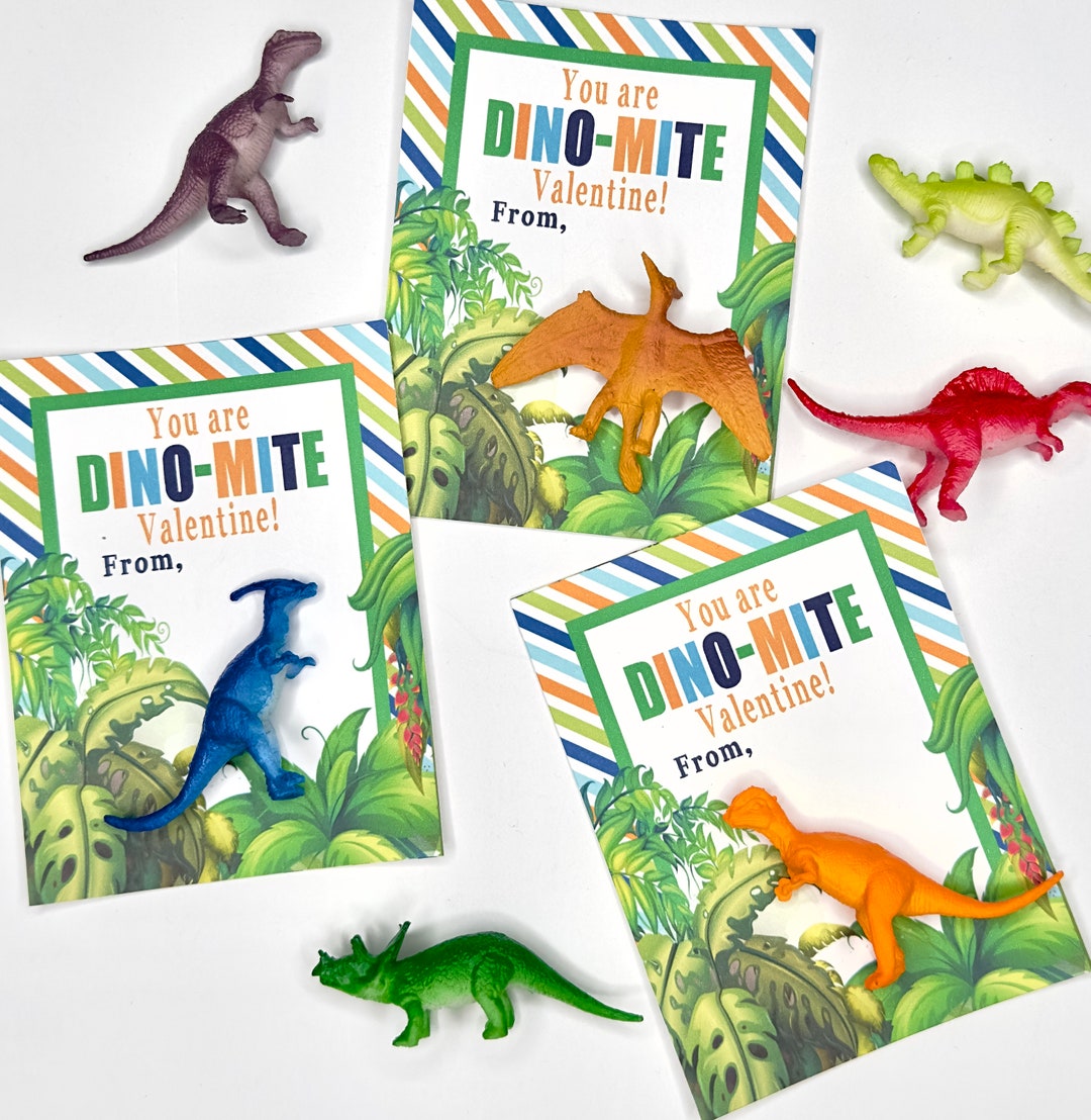 PRINT YOUR OWN Dino-mite Dinosaur Valentine's Day Treat Tags Cards ...