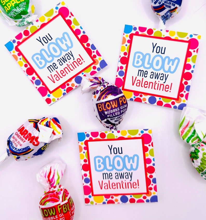 BLOW POP LOLLIPOP Valentine's Day Tags Set of 12 one - Etsy