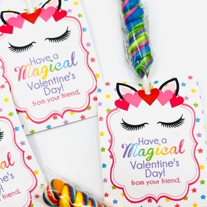 PRINT YOUR OWN Magical Rainbow Unicorn Valentine's Day Treat Tags Cards ...