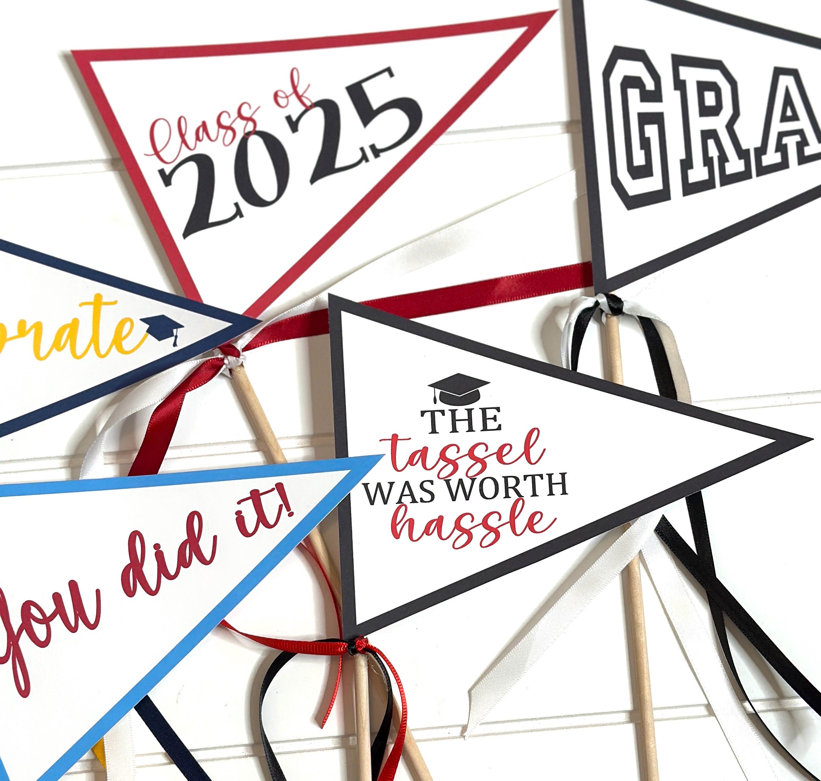 GRADUATION Centerpiece Pennant Flag Choose Your School Colors - Etsy