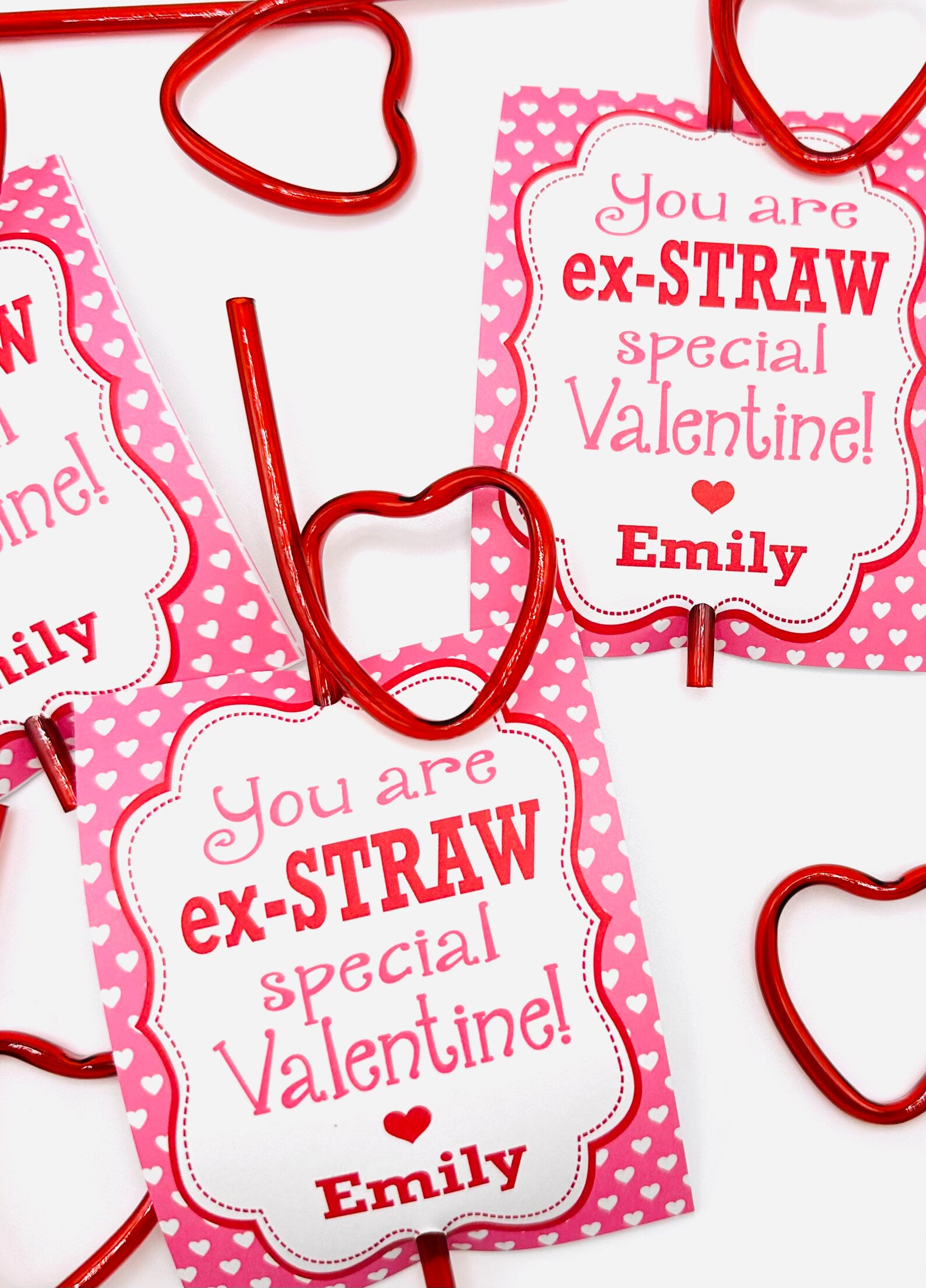 GIRLY SILLY STRAW Valentine's Day Treat Tags Cards Set of - Etsy