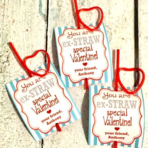 Straw Valentine's Day Printable Crazy Straw Valentine | Etsy