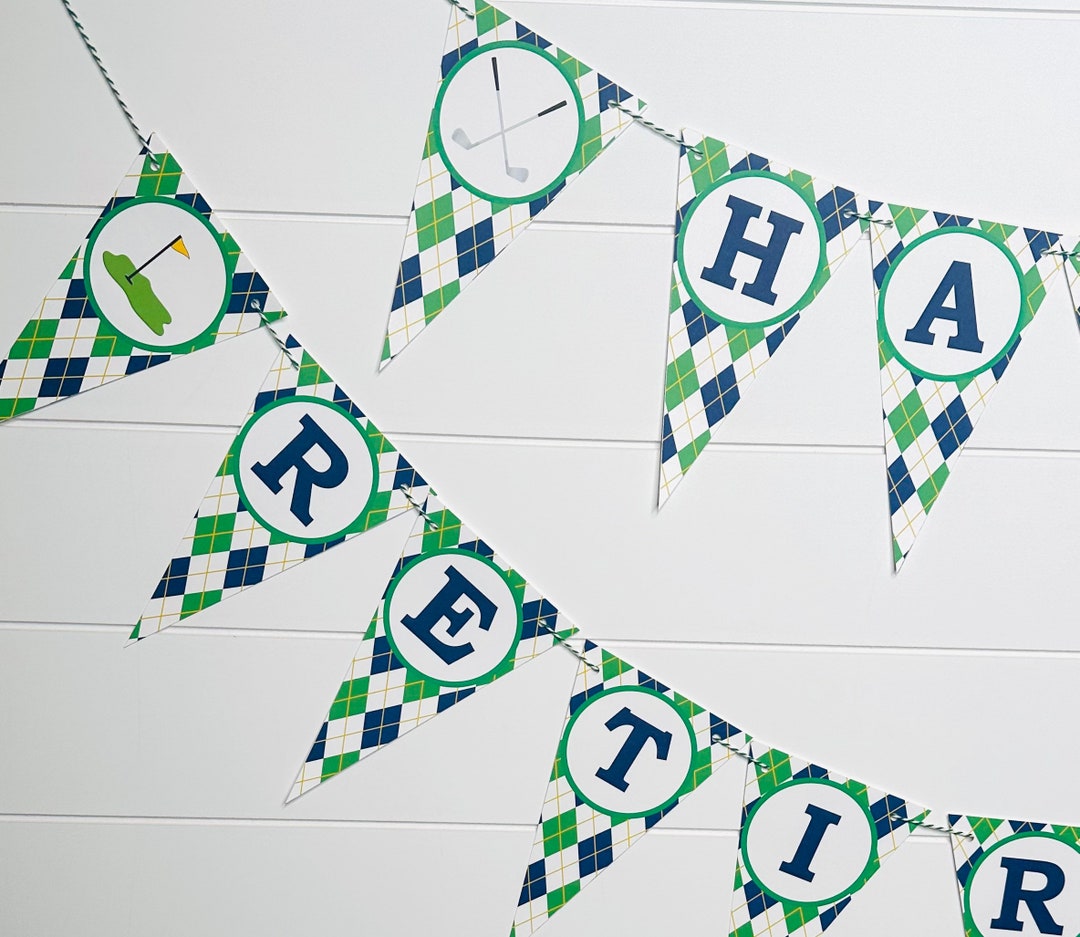PREPPY ARGYLE GOLF Happy Retirement Party Banner - Party Packs ...