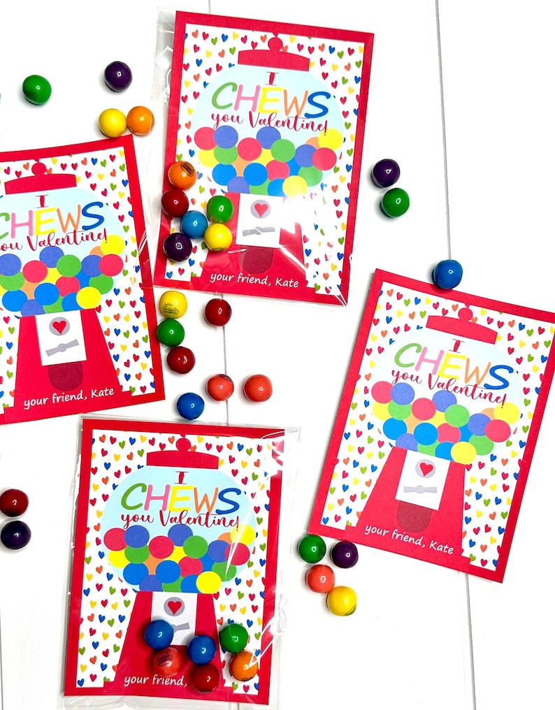 GUMBALL MACHINE Gumball Personalized Class Valentines Day PRINTED Tags ...