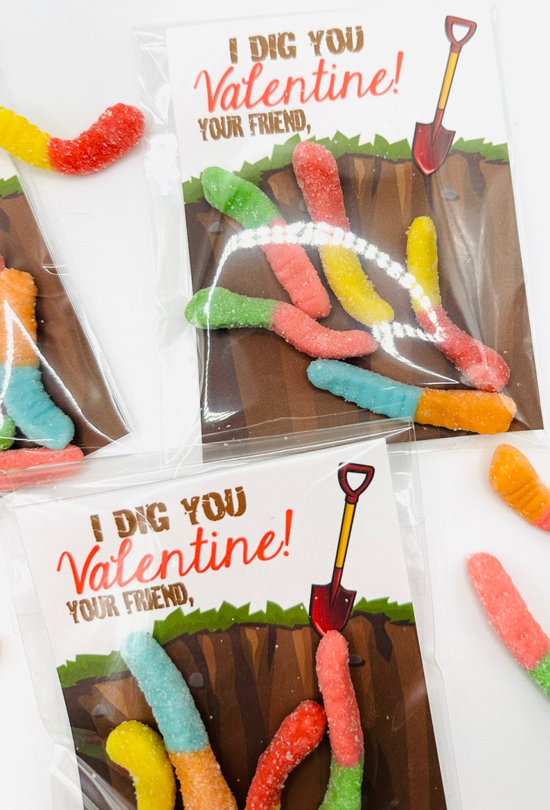 PRINT YOUR OWN I Dig You Gummy Worm Valentine's Day Treat - Etsy