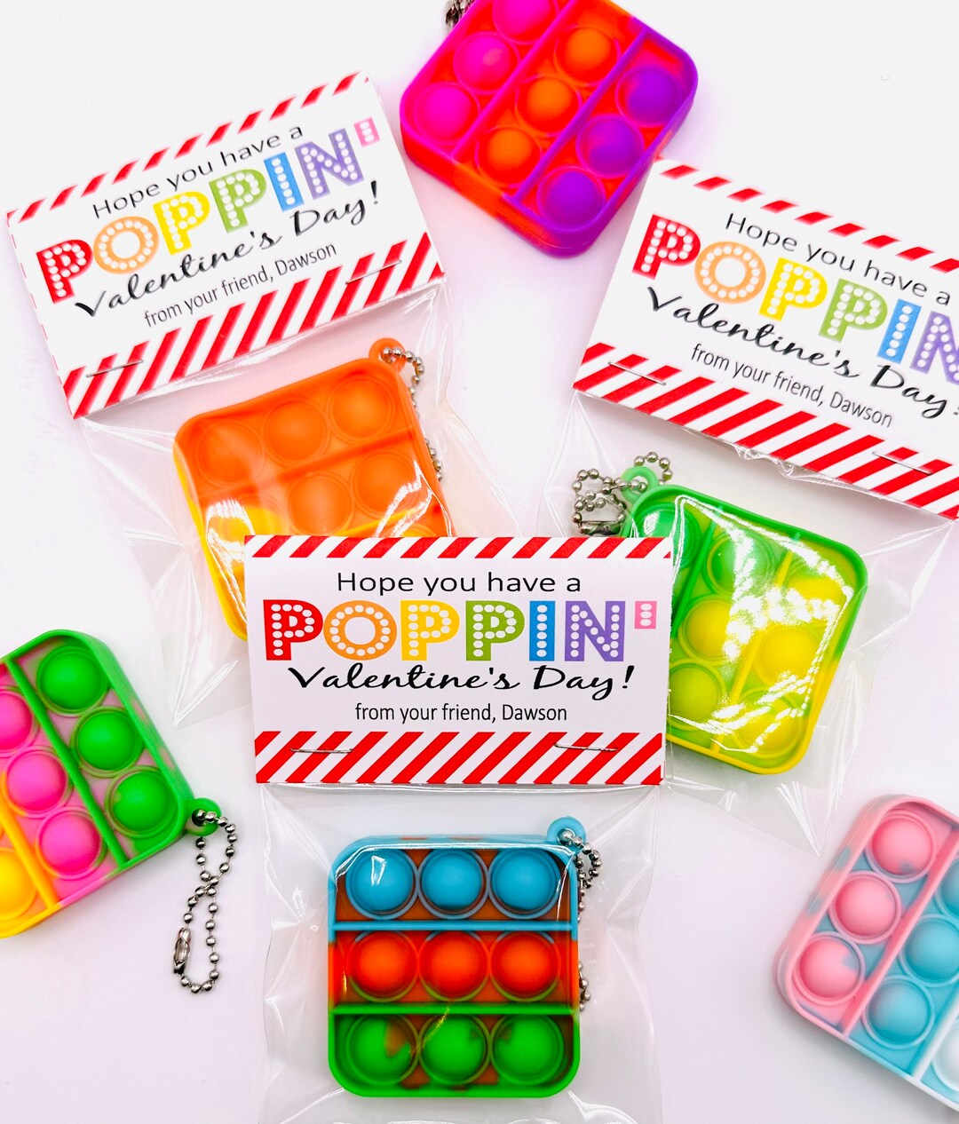 POP IT Fidget Toy Personalized Class Valentines Day PRINTED Tags for ...