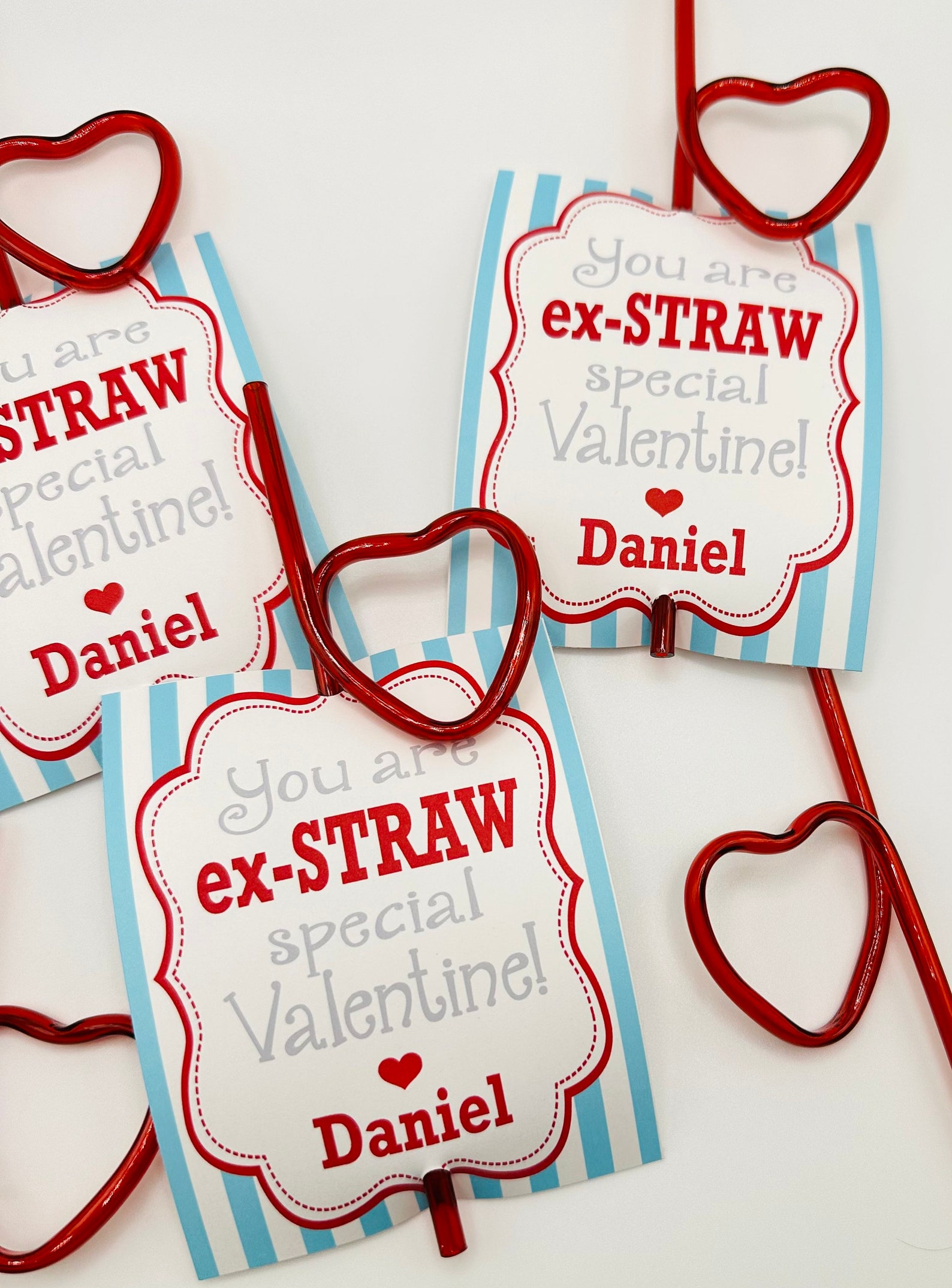SILLY STRAW Valentine's Day Treat Tags Cards Set of 12 - Etsy