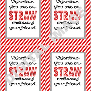 PRINT YOUR OWN Silly Straw Ex-straw-ordinary Valentine's Day Treat Tags ...