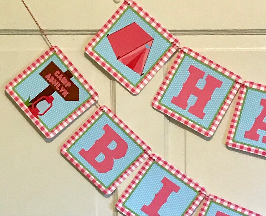 GLAMPING GLAM CAMPING Happy Birthday or Baby Shower Party Banner - Etsy