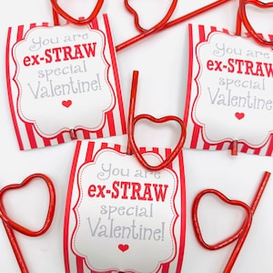 PRINT YOUR OWN Silly Straw Valentine's Day Treat Tags Cards Digital ...