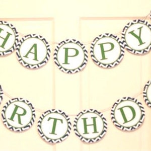 PREPPY CHEVRON ALLIGATOR Happy Birthday Party Banner Green Blue - Party ...