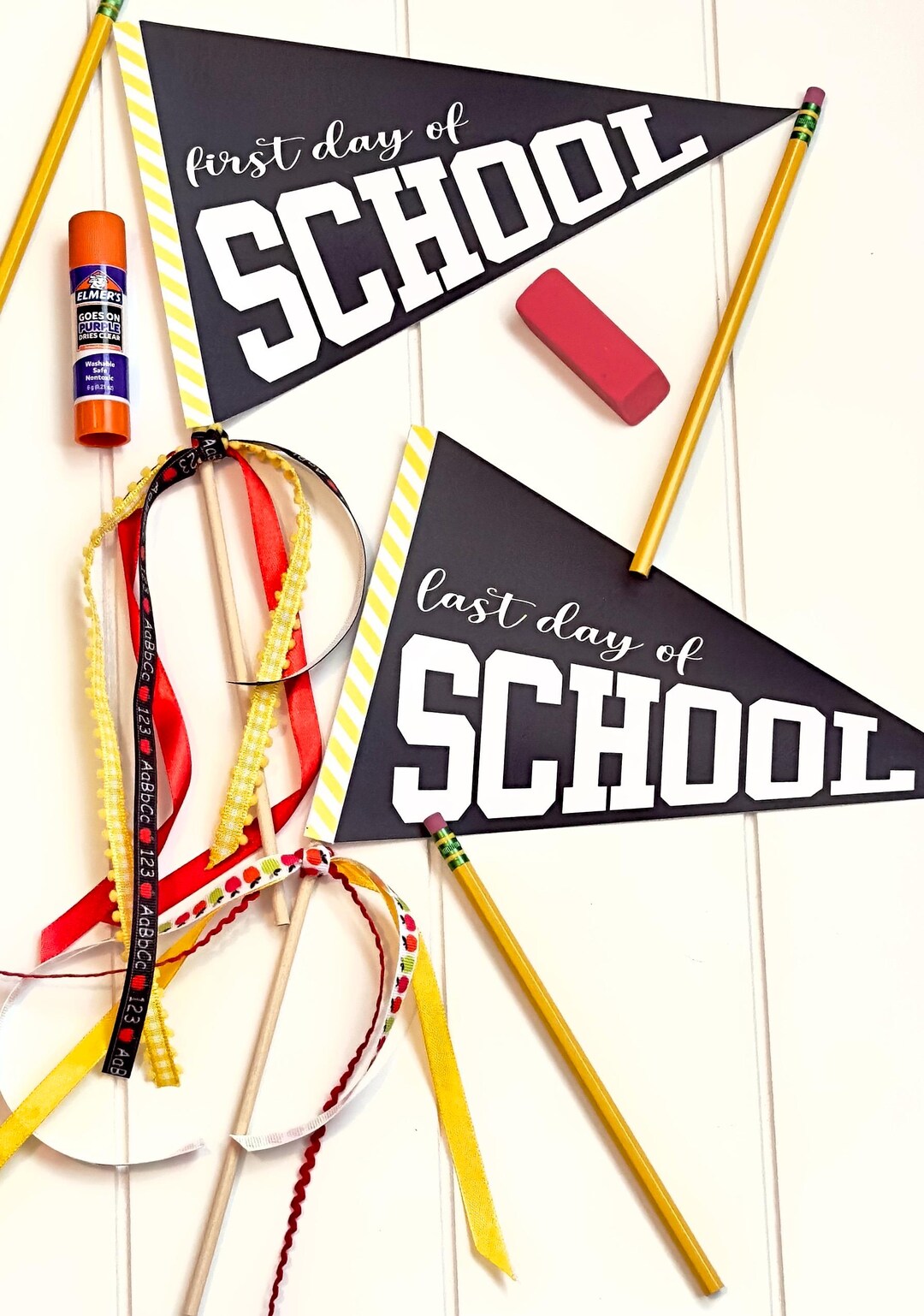 BACK TO SCHOOL First & Last Day Pennant Flag Photo Prop Classroom Decor ...