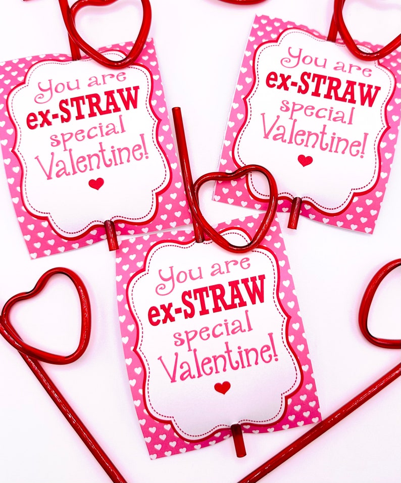 PRINT YOUR OWN Girly Girl Crazy Straw Valentine's Day Treat Tags Cards ...