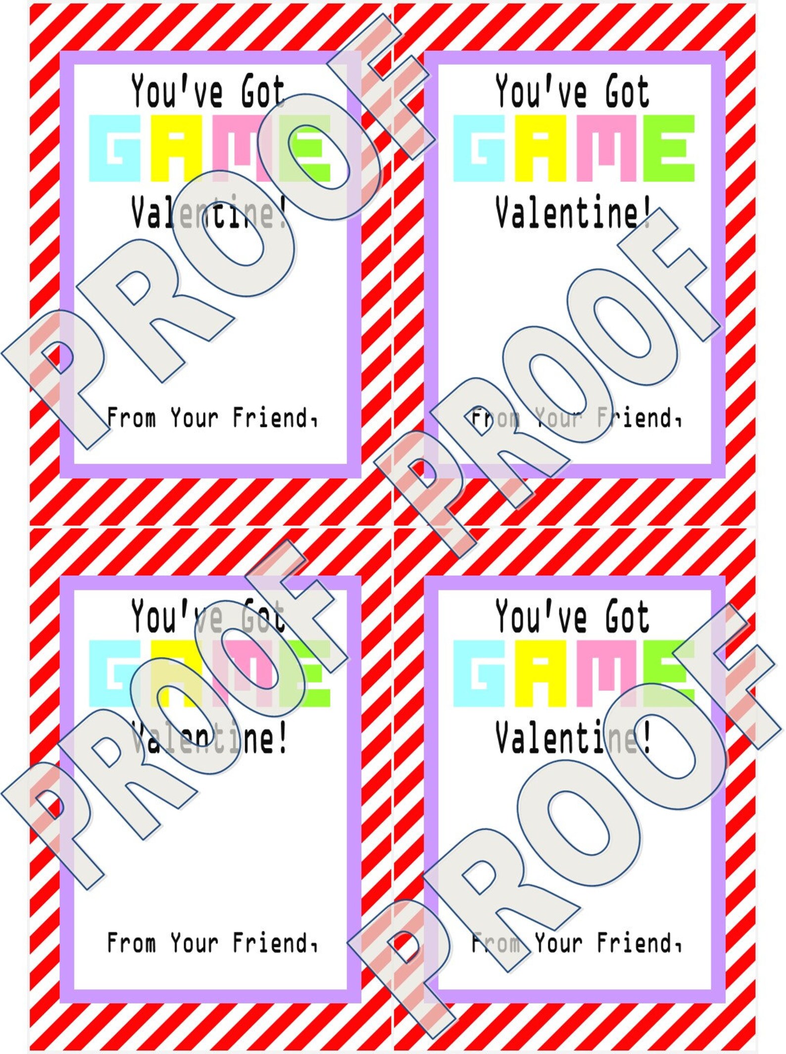 PRINT YOUR OWN Girly You've Got Game Valentine's Day Treat Tags Cards ...