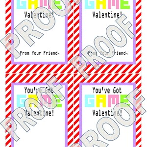 PRINT YOUR OWN Girly You've Got Game Valentine's Day Treat Tags Cards ...