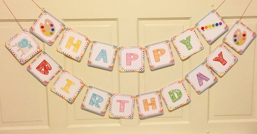 CHEVRON ART PARTY Happy Birthday Party Banner Rainbow Party Packs ...