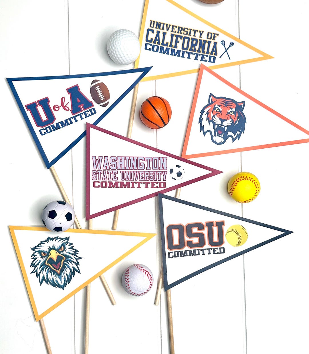COLLEGE SIGNING DAY Graduation Party Centerpiece Pennant Flags Set of 2 ...