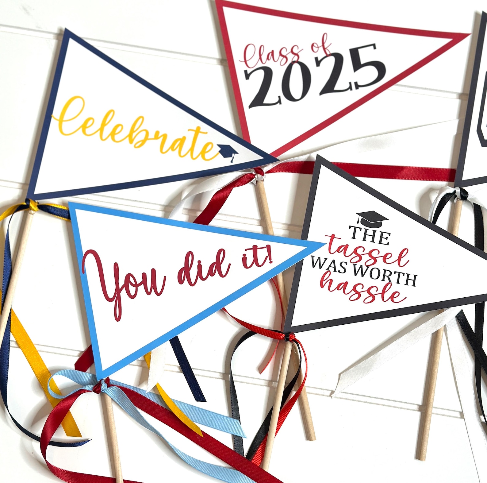 GRADUATION Centerpiece Pennant Flag Choose Your School Colors - Etsy