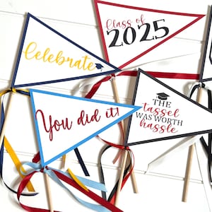 GRADUATION Centerpiece Pennant Flag Choose Your School Colors - Etsy