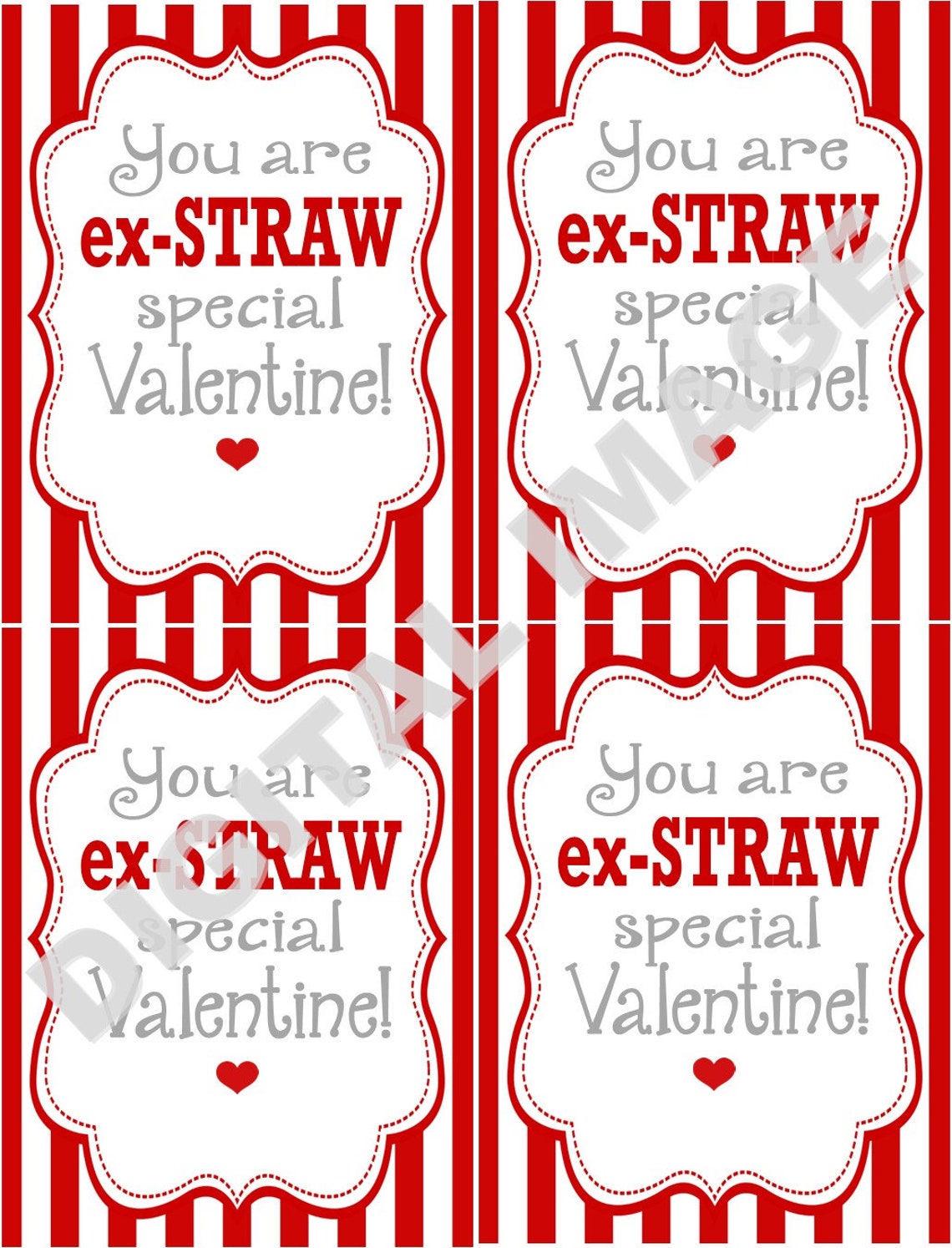PRINT YOUR OWN Silly Straw Valentine's Day Treat Tags - Etsy
