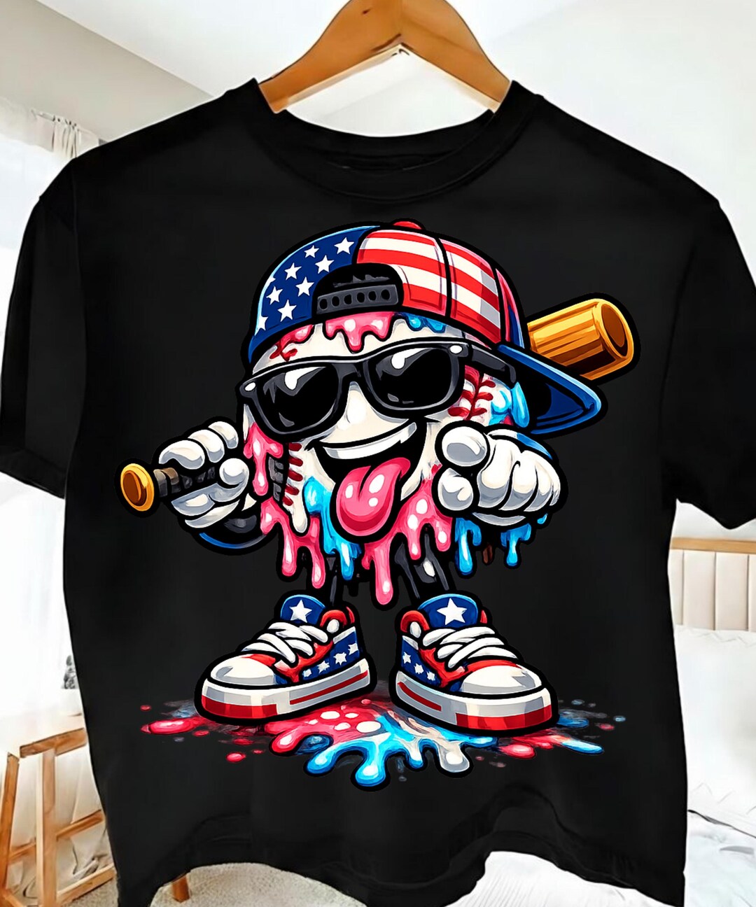 Patriotic Melting Baseball PNG – Funny 4th of July Sports Graphic ...