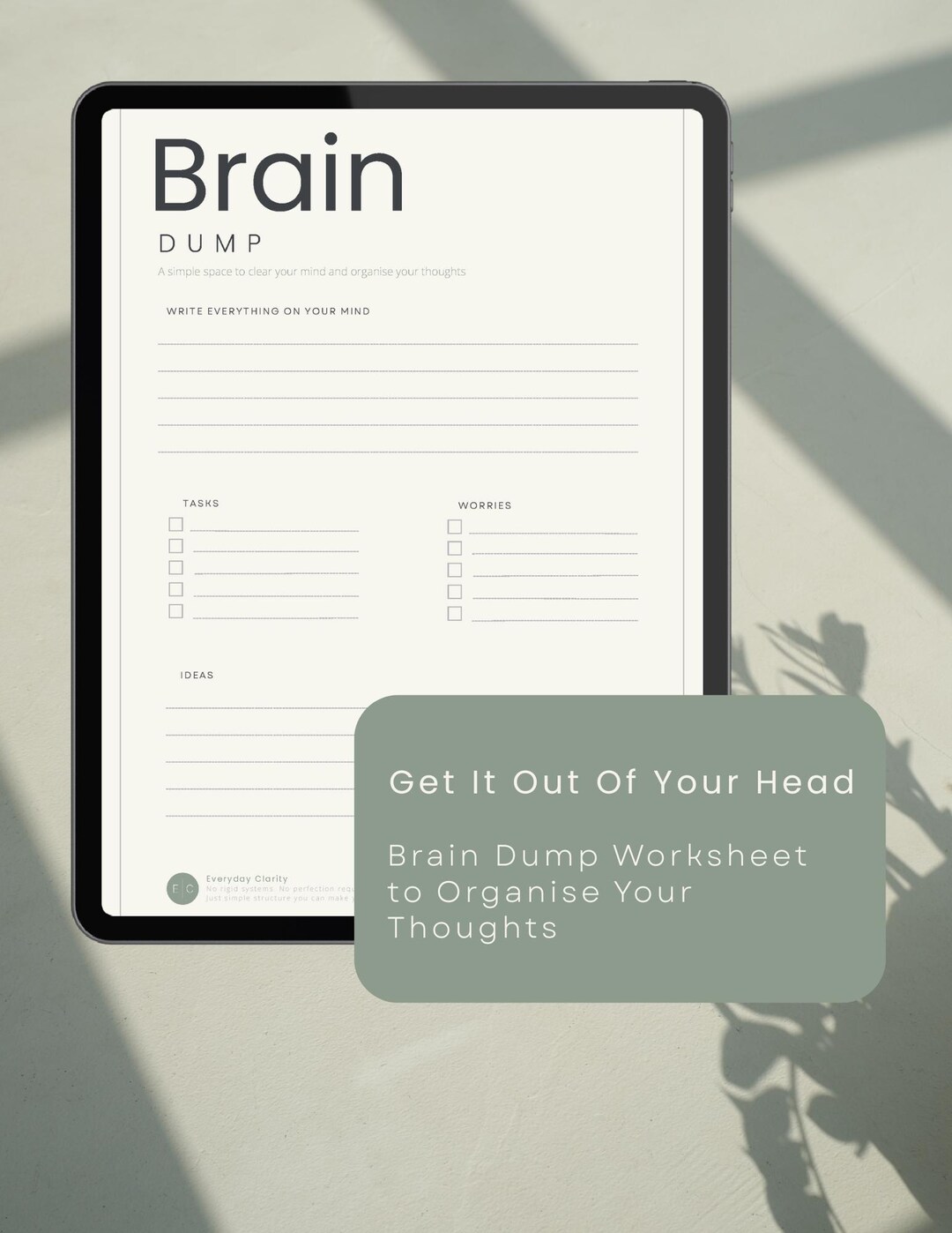 ADHD Brain Dump Worksheet | Neurodivergent Planner, Anxiety Relief (PDF ...