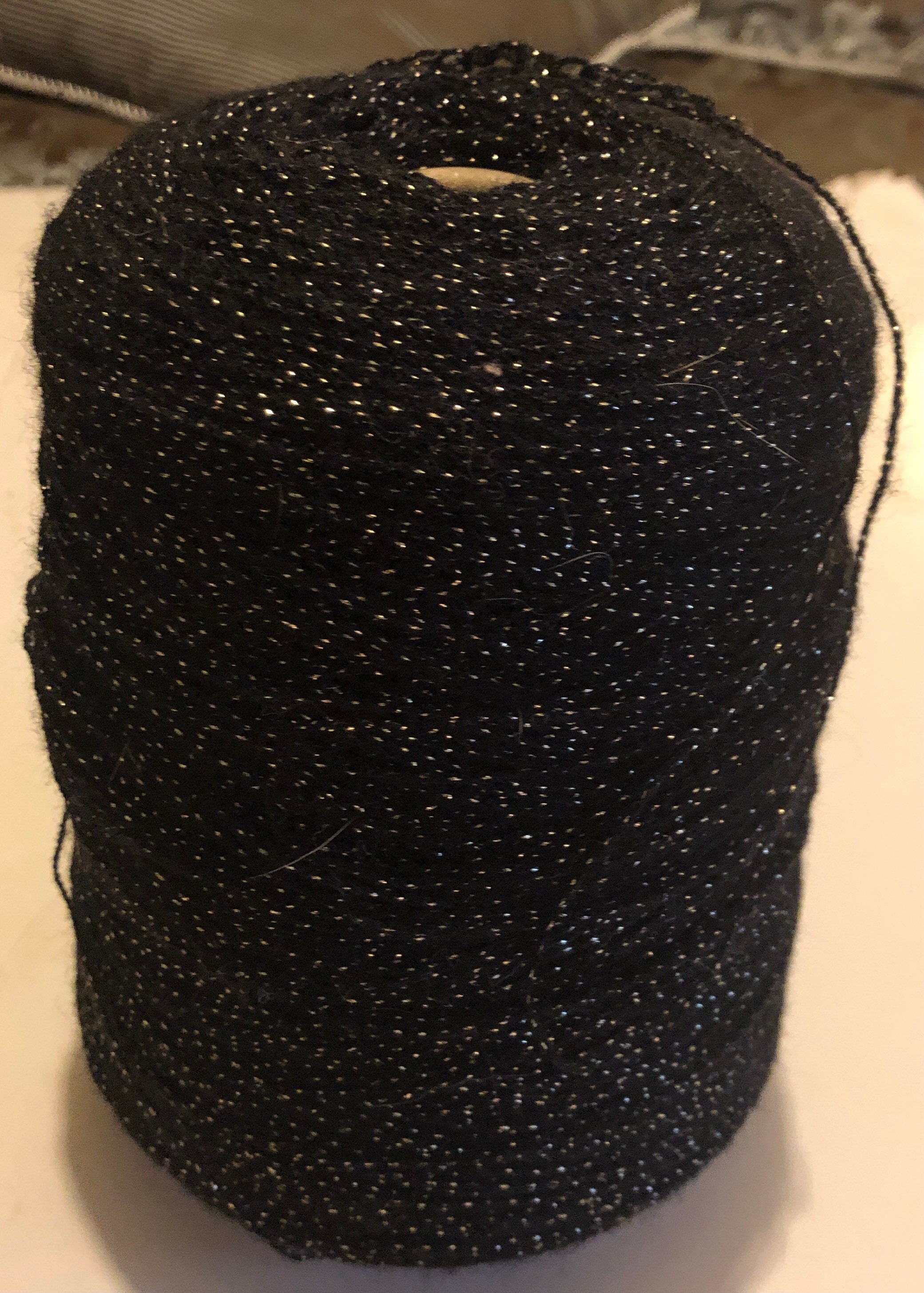 Vintage Black With Gold Specks Thread Yarn Cone - Etsy