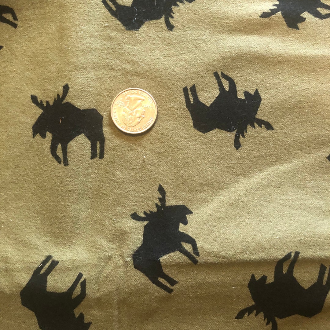 Black Moose on Olive Green by Timeless Treasure 45” X 44” - Etsy