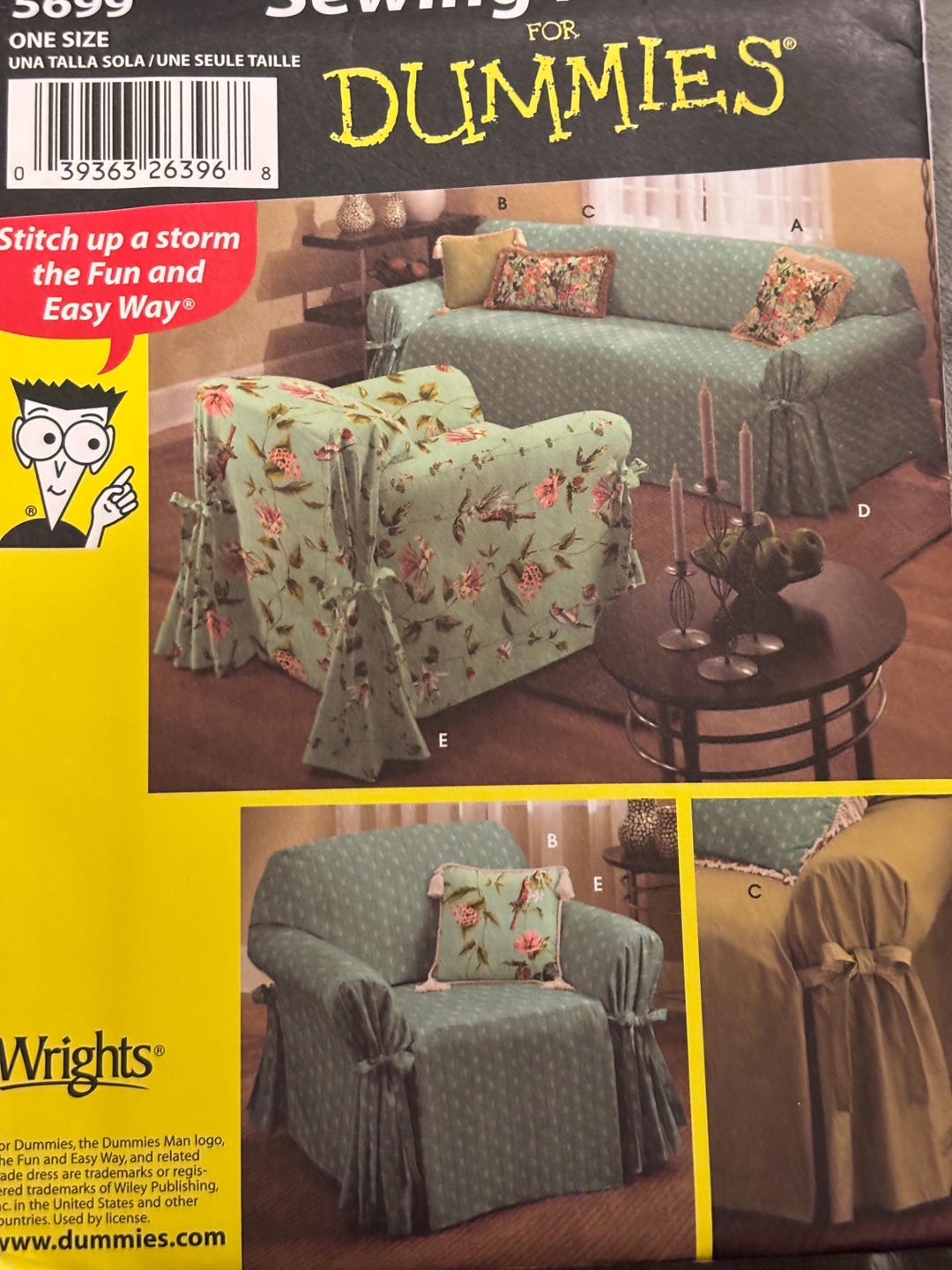 Vintage Rare Find Simplicty 5699 Sofa Chair Covers Pillows Sewing for ...