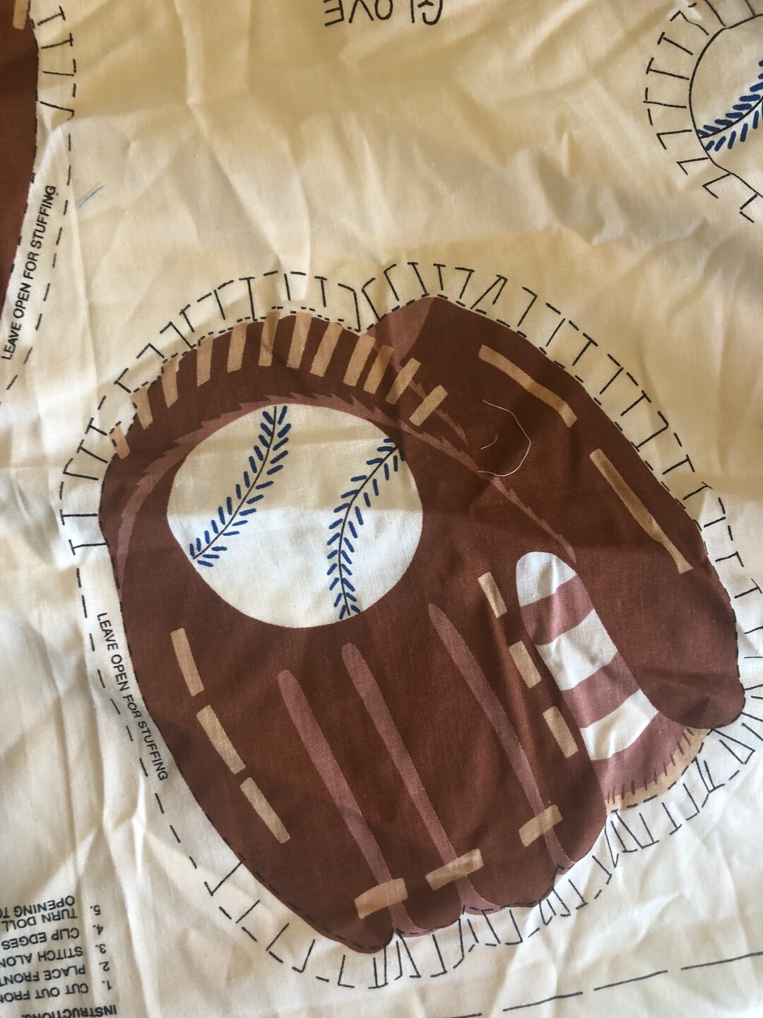 Baseball Glove Bat Shoes Stuffer Fabric Panel Vintage Rare Find - Etsy