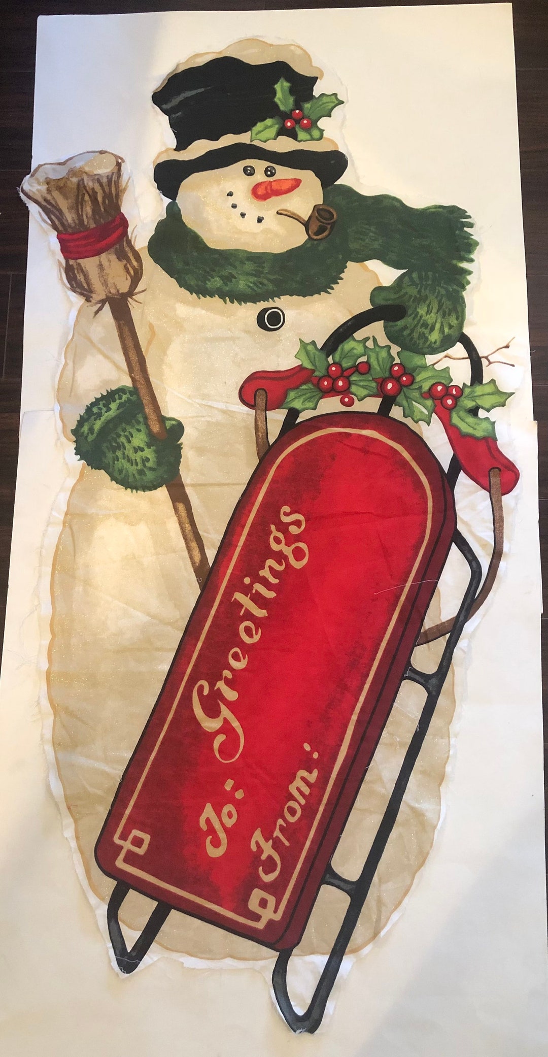 Snowman With a Sleigh Panel to Sew Christmas Door Panel/wall Panel ...