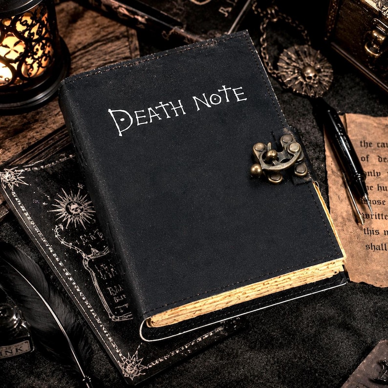 Dark Gothic Leather Journal Handmade Book of Shadows, Refillable Deckle ...