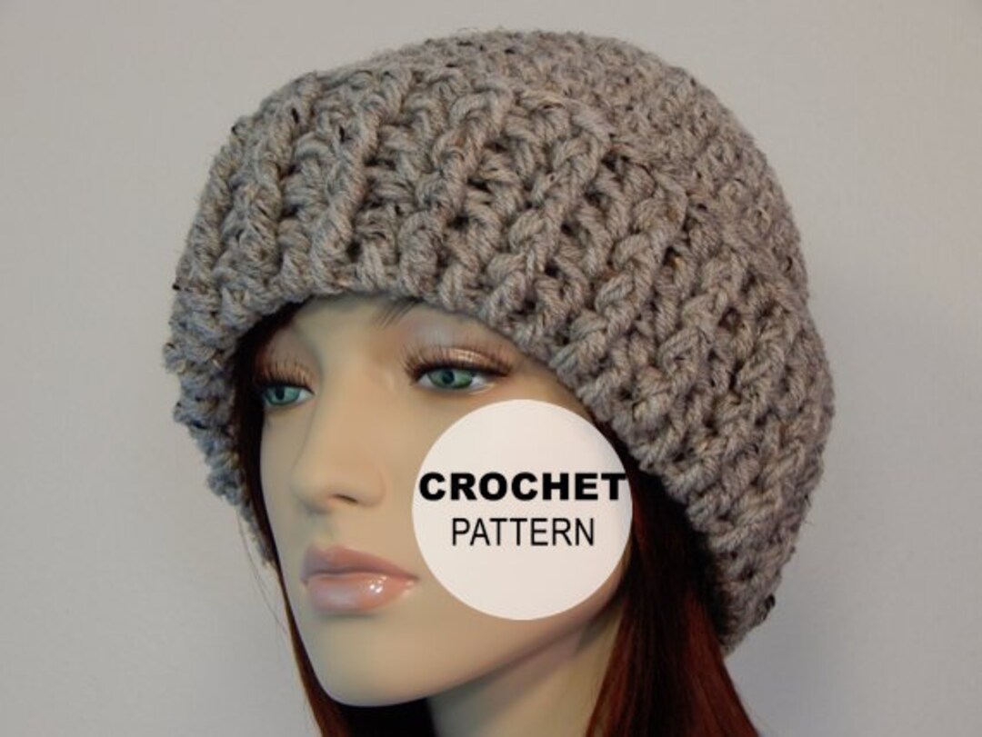 Crochet PATTERN PDF, the Brimmed Beanie, Folded Cuff Hat, Winter Hat ...