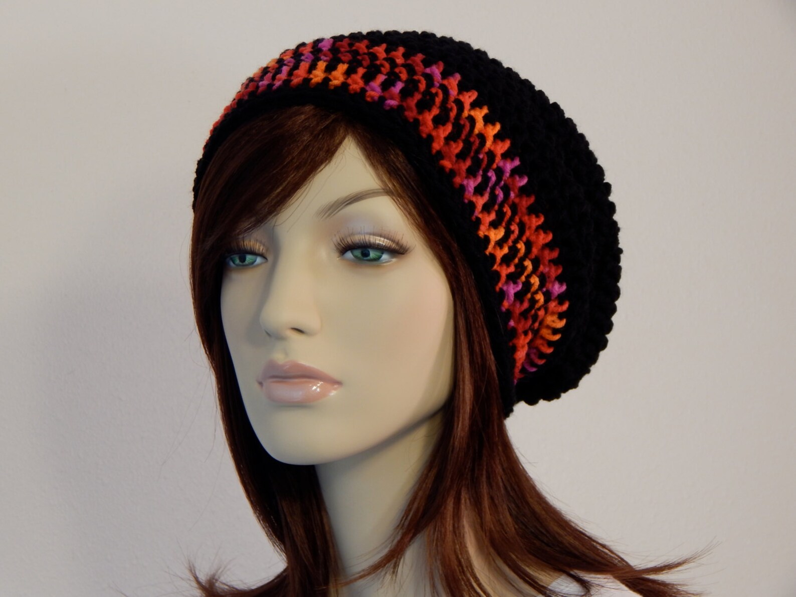 Teen Adult Sangria and Black Slouch, Slouchy Beanie, Hippie, Womens Hat ...