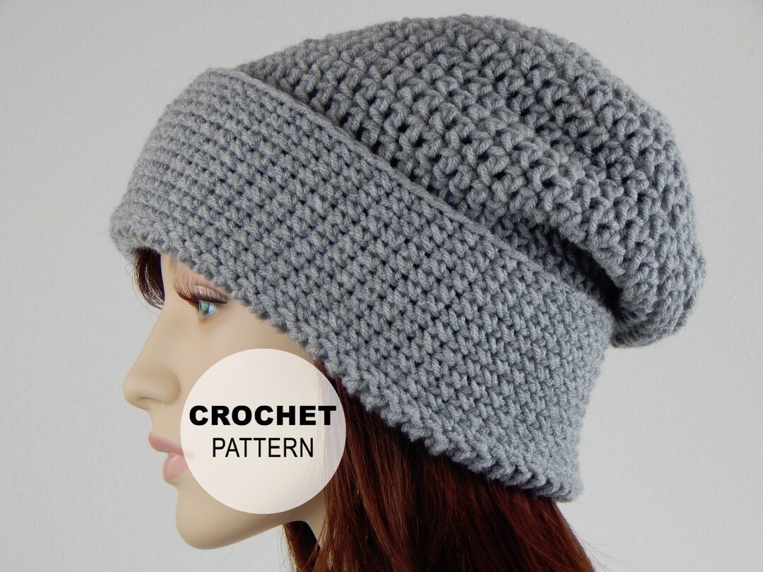 Crochet PATTERN PDF, the Stormy Slouch Beanie, Folded Cuff Slouchy Hat ...