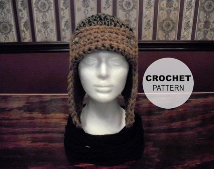 PATTERN Child and Adult Aviator With Earflaps Hat, Crocheted Winter Hat ...