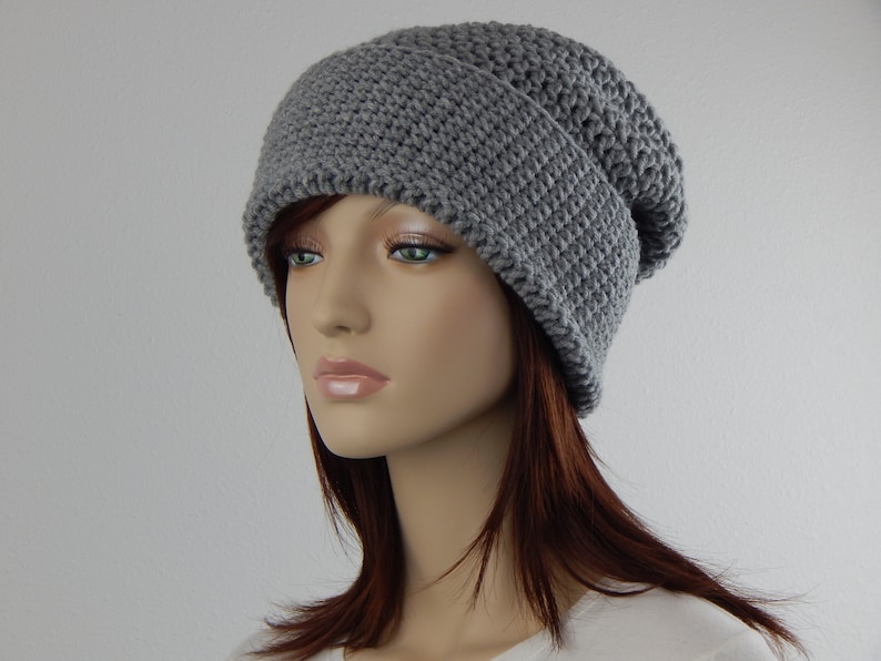 Crochet PATTERN PDF, the Stormy Slouch Beanie, Folded Cuff Slouchy Hat ...