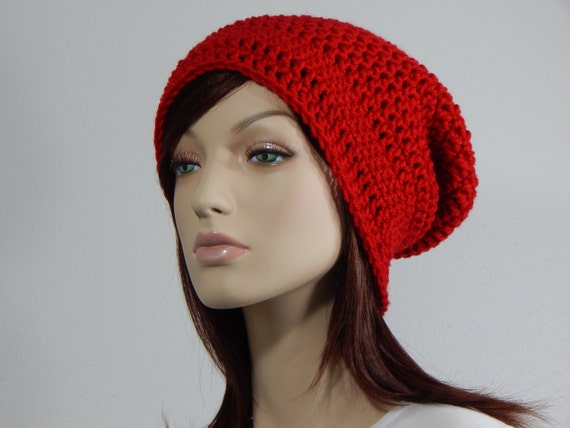 Color Choices Scarlet Red Slouch Hat Red Slouchy Beanie Red | Etsy