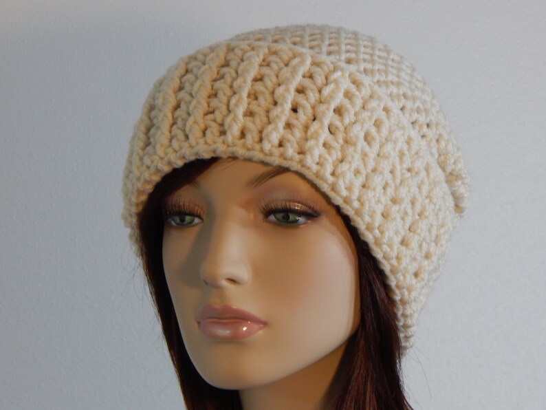 Crochet PATTERN PDF, the Frosty Slouch Beanie, Folded Cuff Slouchy Hat ...