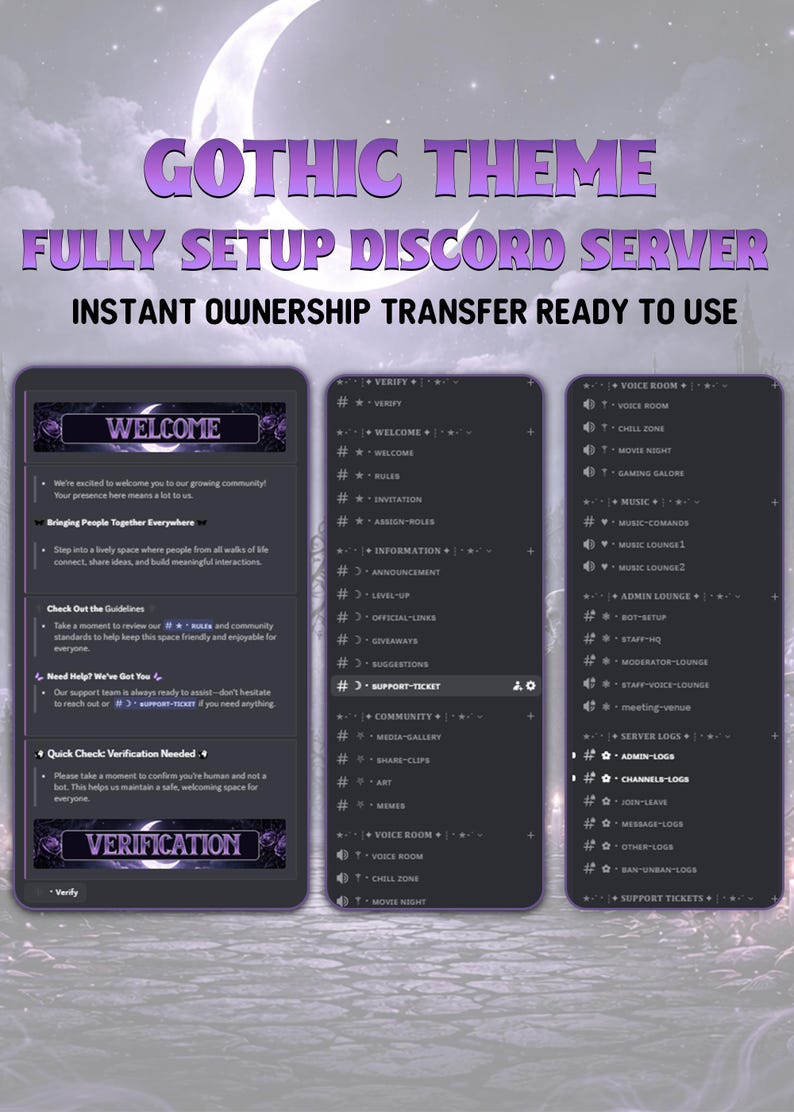 Fully Configured Discord Server | Gothic Theme - Etsy