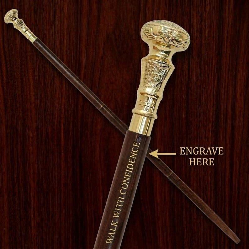 Handcrafted Royal Walking Cane - Solid Brass Victorian Handle and ...