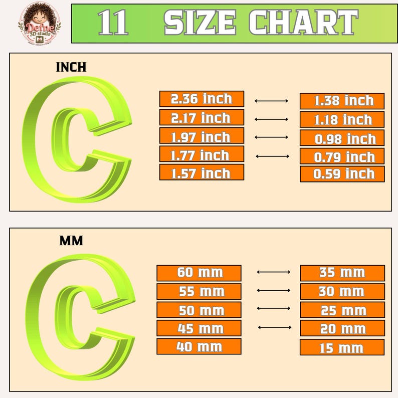 Uppercase Letter C Clay Cutter STL, Cookie Fondant Cutter (digital ...
