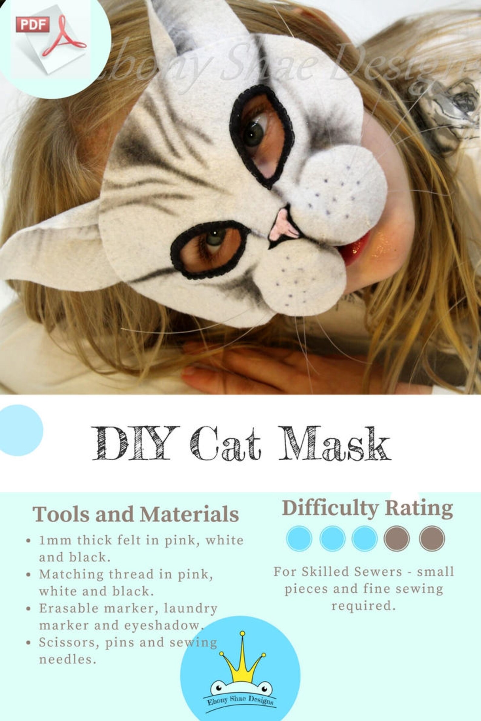 Cat Mask Sewing PATTERN. | Etsy