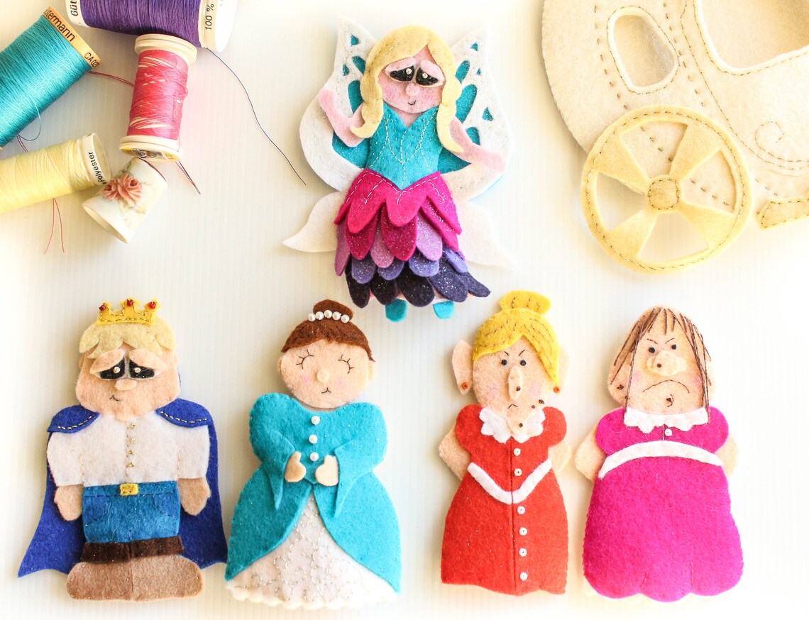 Cinderella Finger Puppets. DIY Felt Toy. | Etsy