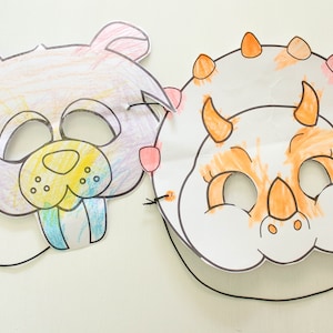 Printable Dinosaur Masks: T-rex, Triceratops, Mammoth (PDF Pattern) - Etsy