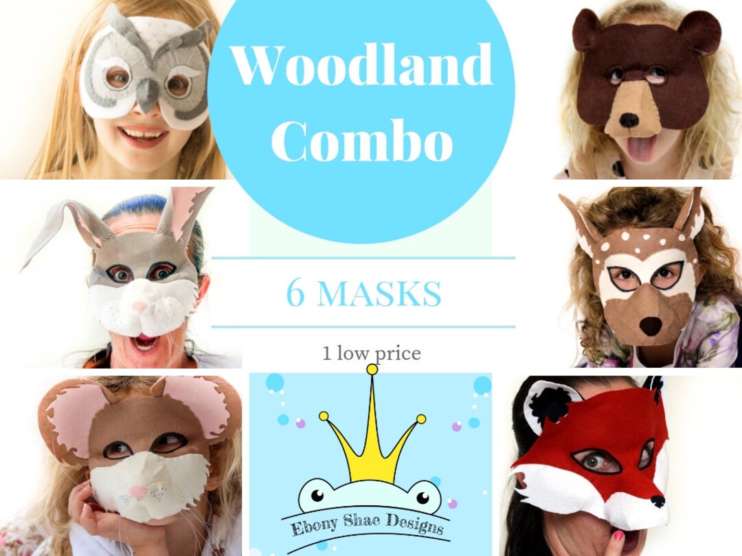 Woodland Animal Mask PATTERN Collection. - Etsy