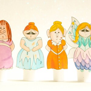 Printable Cinderella Finger Puppets. DIY Finger Puppet Papercraft. - Etsy