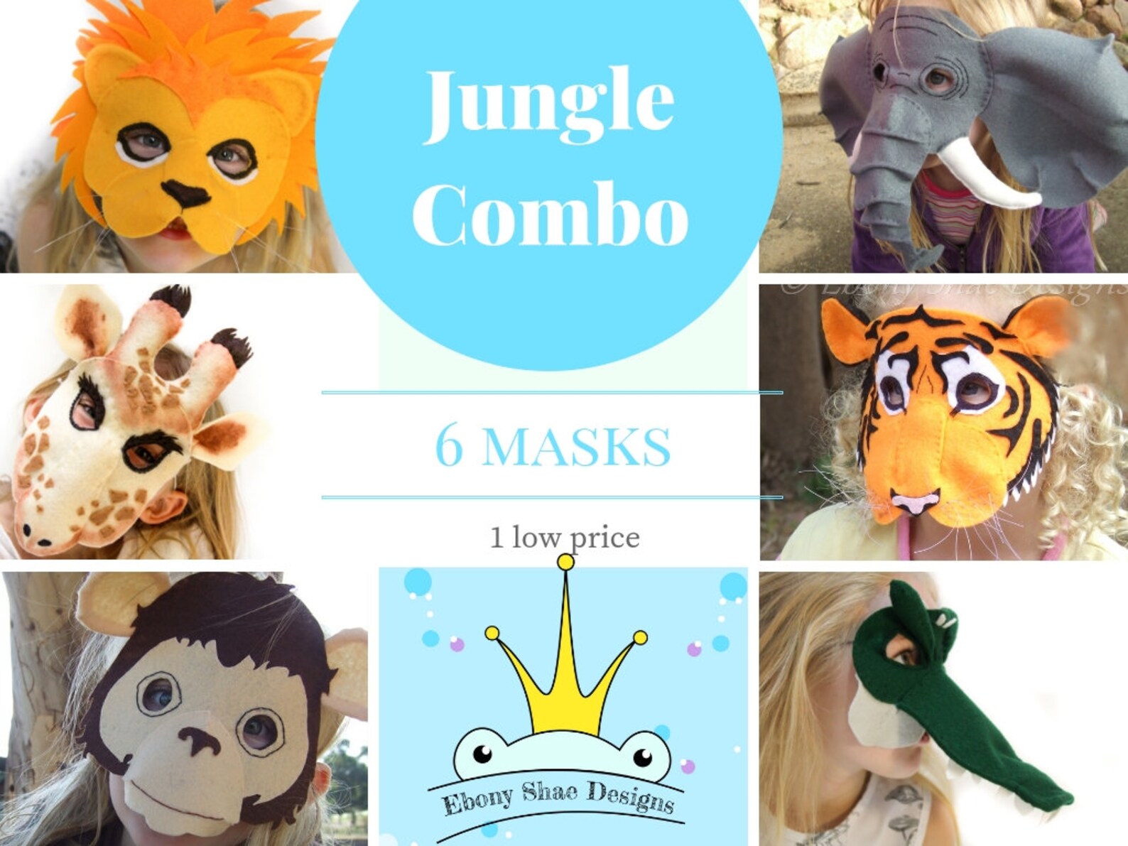 Jungle Mask PATTERNS. Kids Felt Jungle Masks. PDF - Etsy Australia
