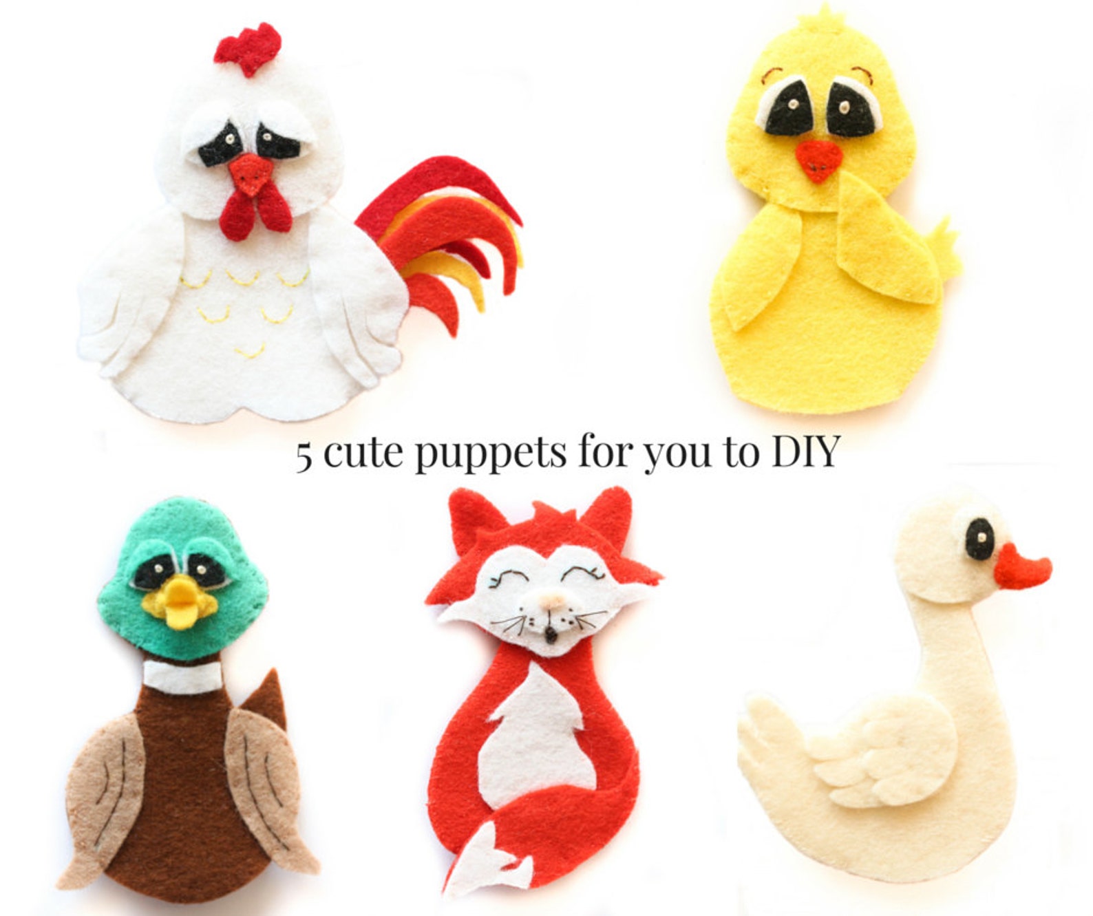 Finger Puppets PATTERN set Chicken Little. | Etsy