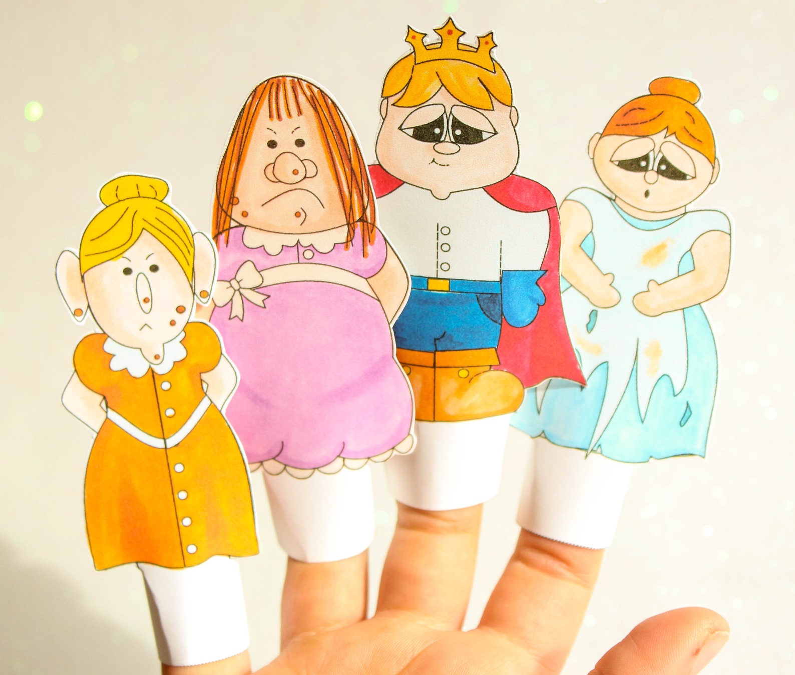 Printable Cinderella Finger Puppets. DIY Finger Puppet | Etsy